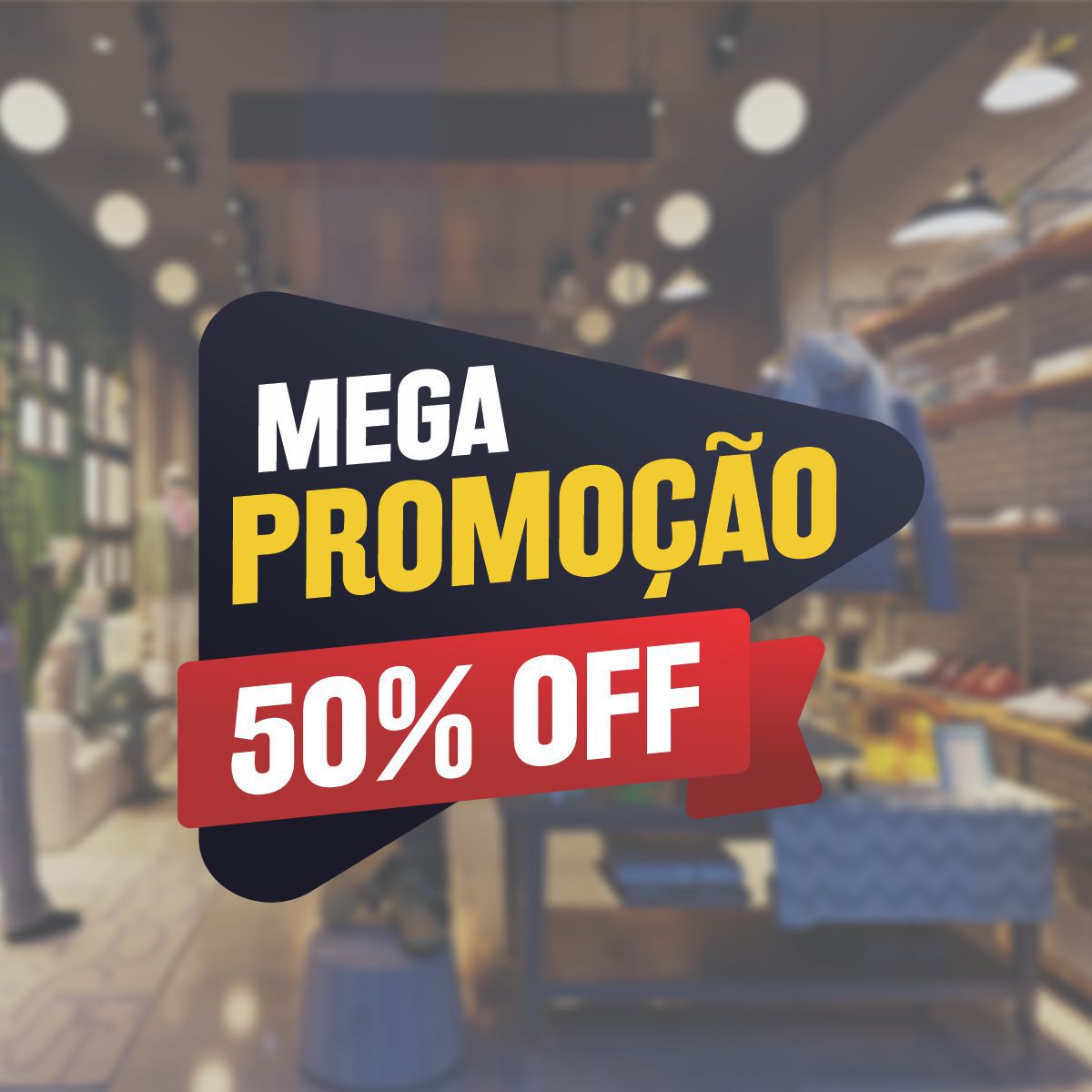 Adesivo Vitrine Mega Promoção 50 OFF KRadesivos