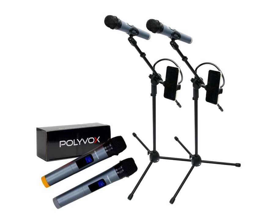 Kit Pedestais Tripé Suporte p Celular Par Microfones S Fio POLYVOX