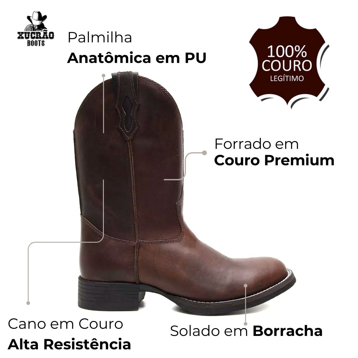 BOTA STRONG BICO REDONDO RÚSTICO CAFÉ CANO ALTO (SEM FLORÃO) | Xucrão ...