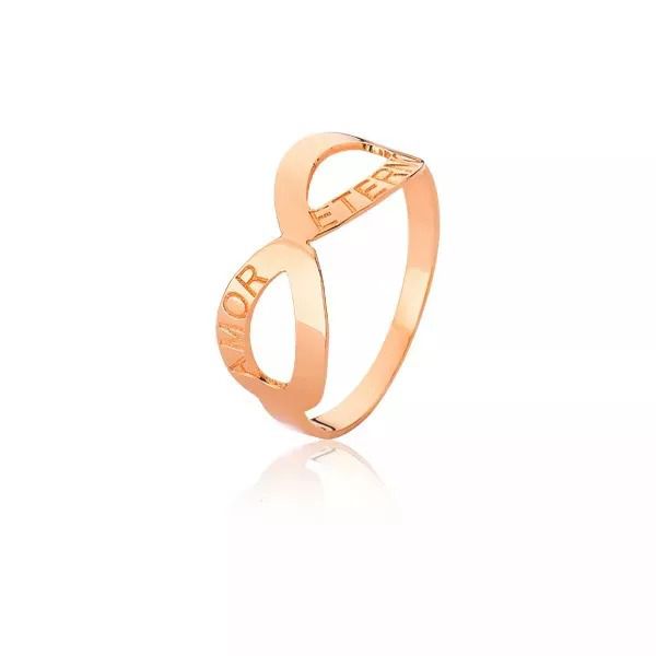 Anel com símbolo do infinito ouro rose 18k -AE-A-02-R / Alianças Exclusivas