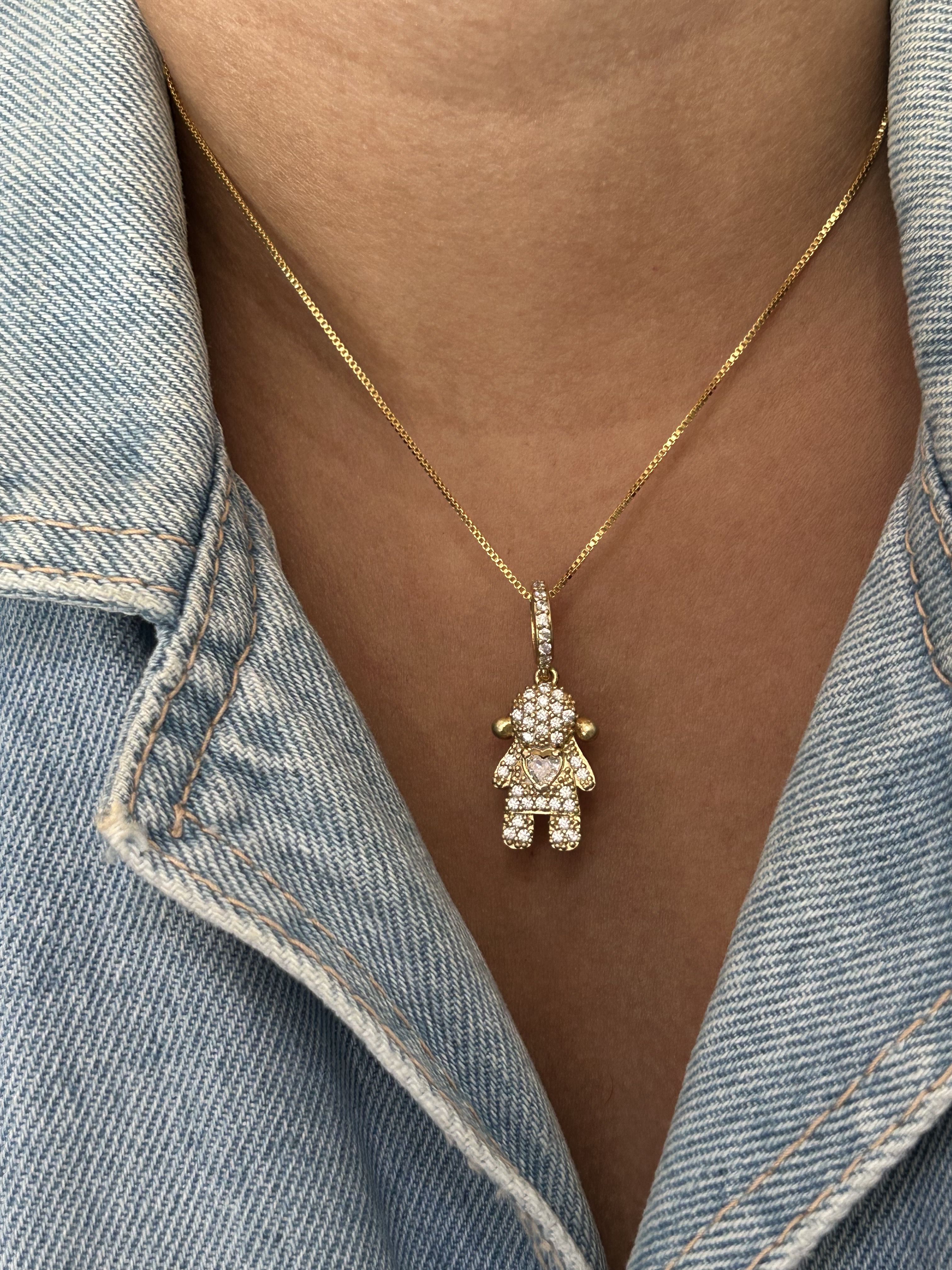 Colar Filha Menina Micro Cravejado Banhado a Ouro | ANA B ACESSÓRIOS