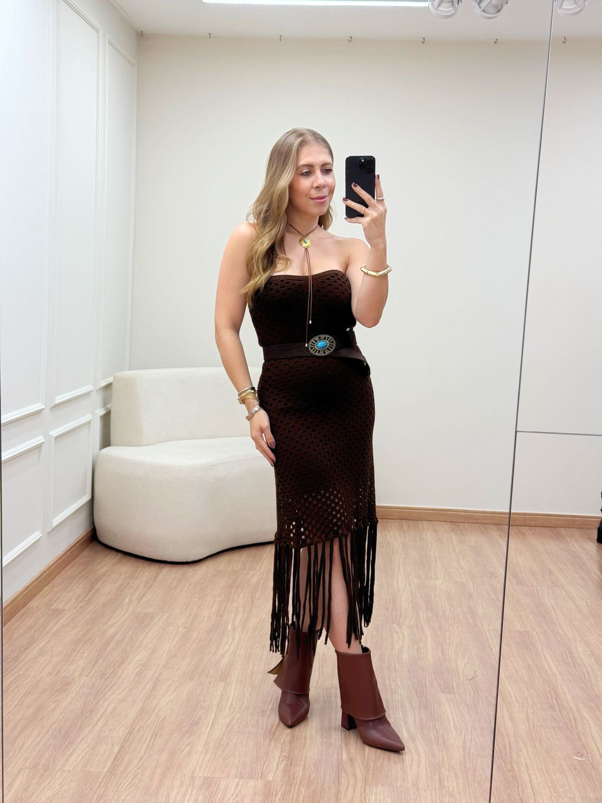 Vestido Franja Marrom | Ana G Store