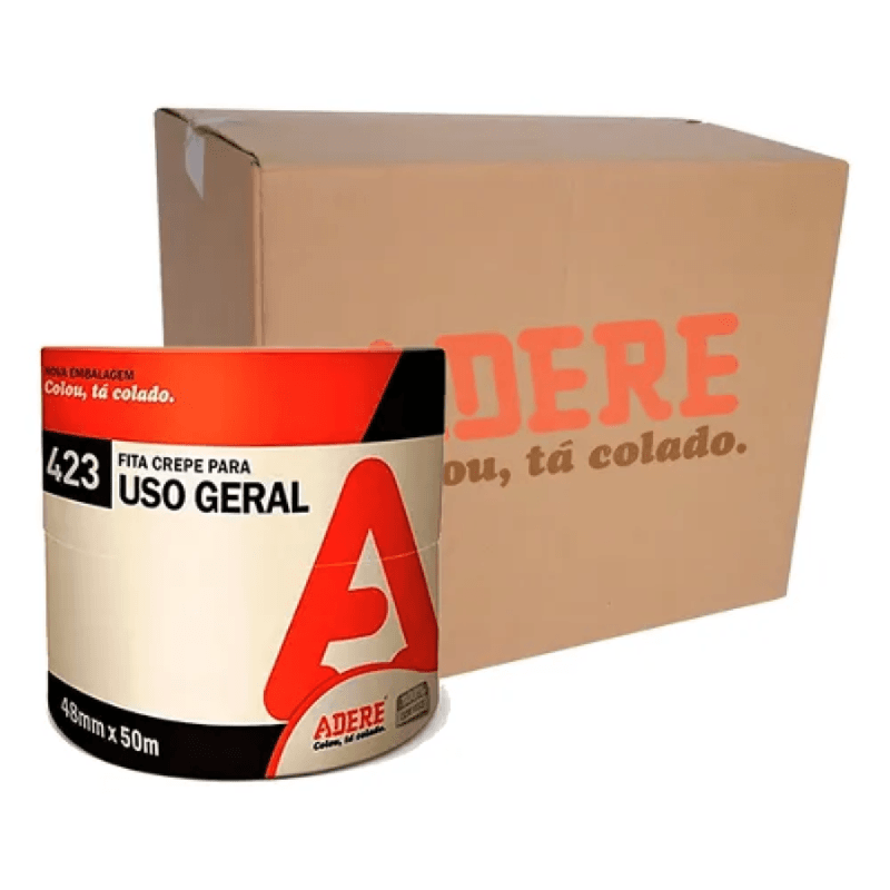 CAIXA DE FITA CREPE 423 48X50 USO GERAL TAPEFIX ADERE COM 36 UNIDADES | Andraort Tintas