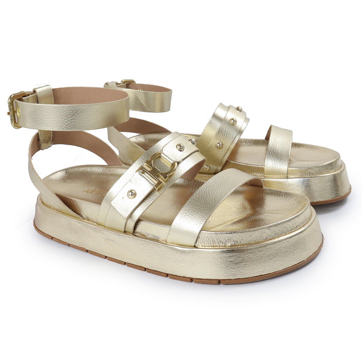 Papete Feminina Sofia Sola Alta Dourada | Arietto