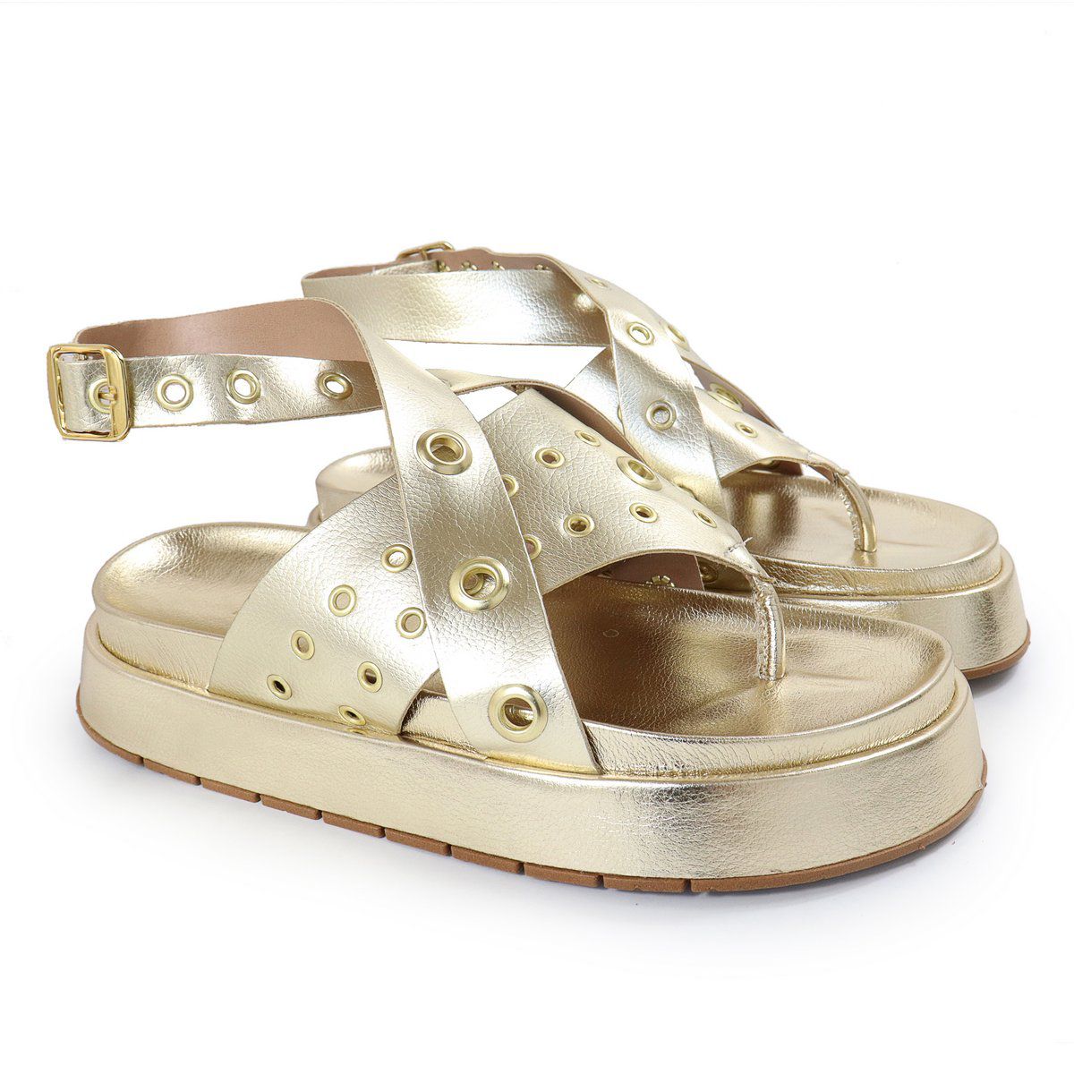 Papete Feminina Alessandra Sola Alta Dourada | Arietto