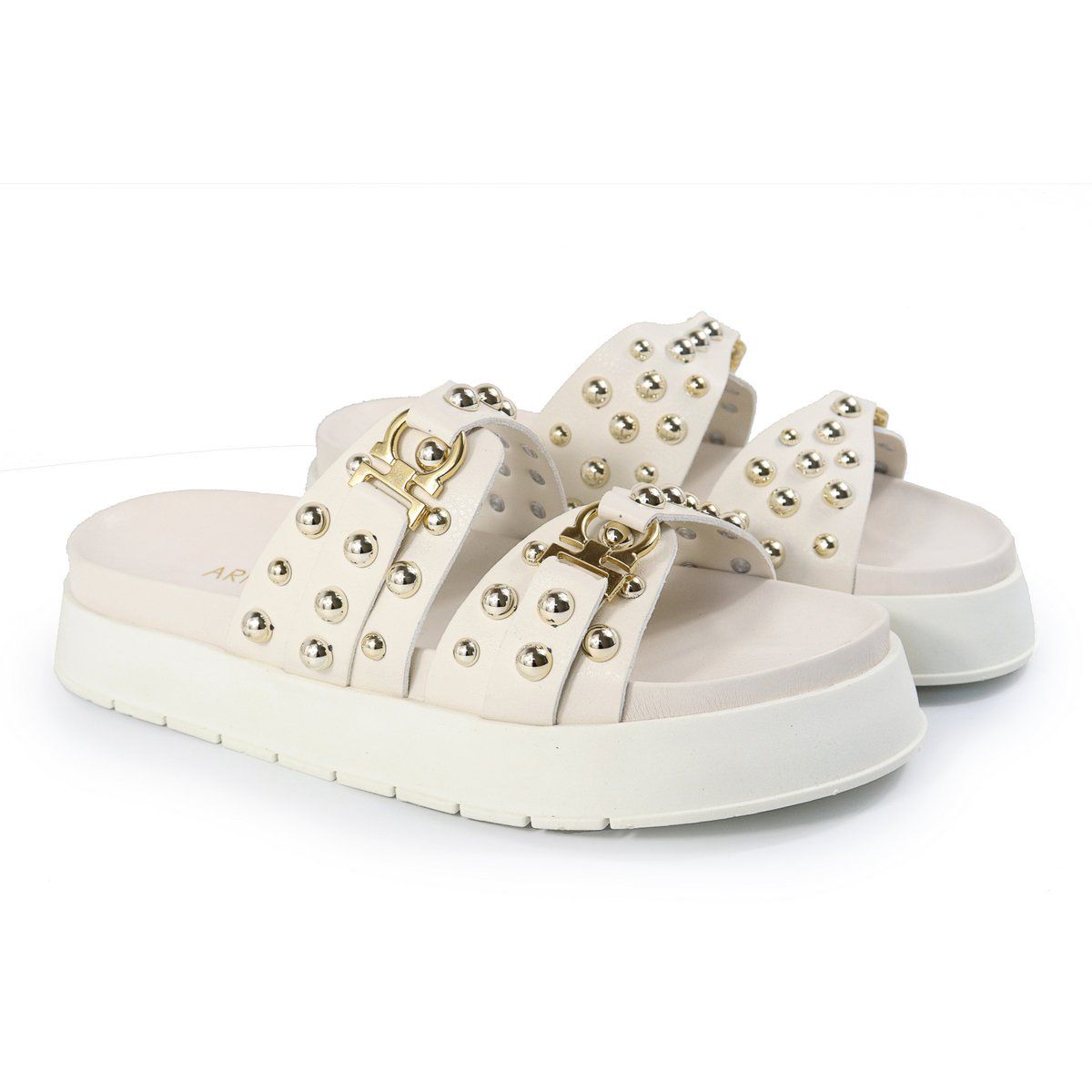 Papete Feminina Beatriz Sola Alta Duas Tiras Off White | Arietto