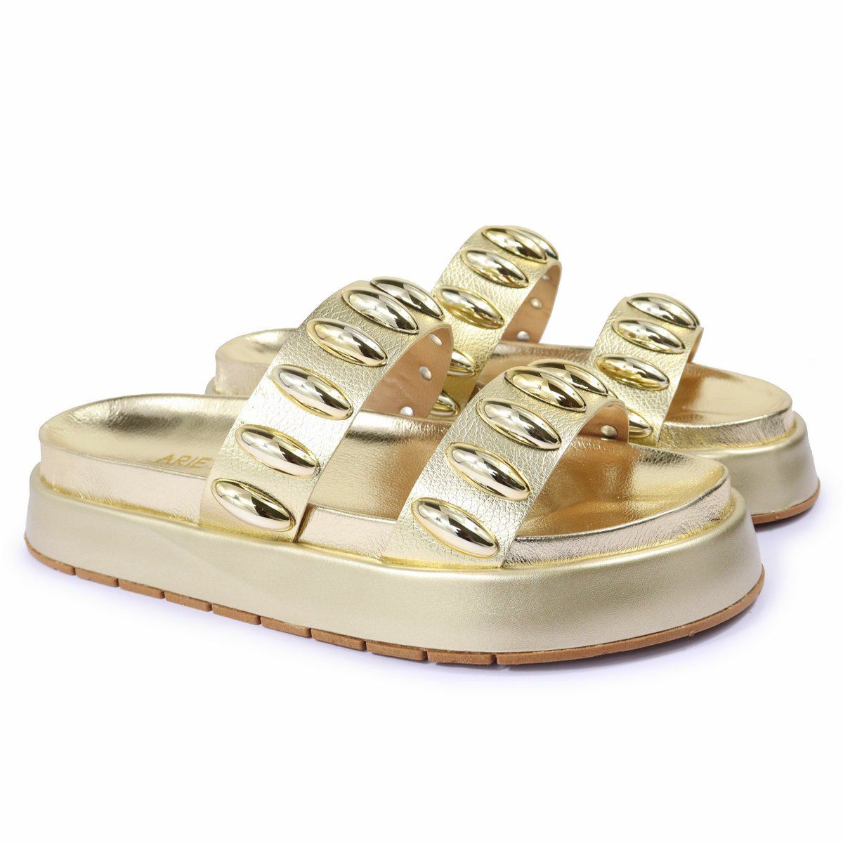 Sandalia Papete Sola Alta Isis Dourada | Arietto