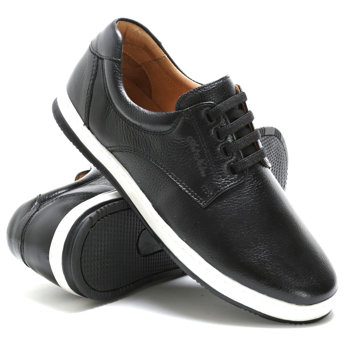 Sapatênis Casual 100% Couro Masculino Preto - Ref. 3115 | ART NOBRE ...