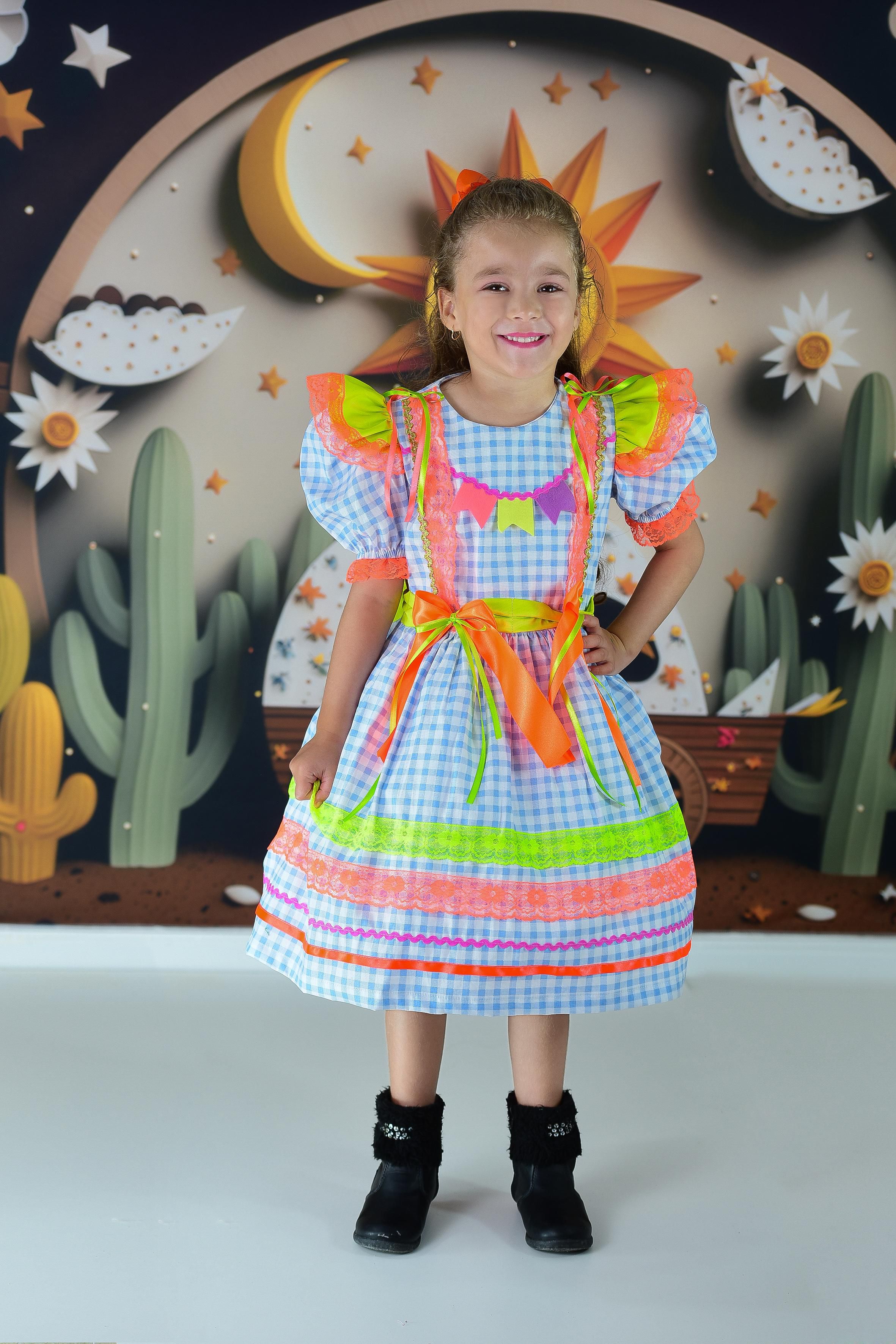 Vestido Junino Chica Fulô -azul | Ateliê NewBaby