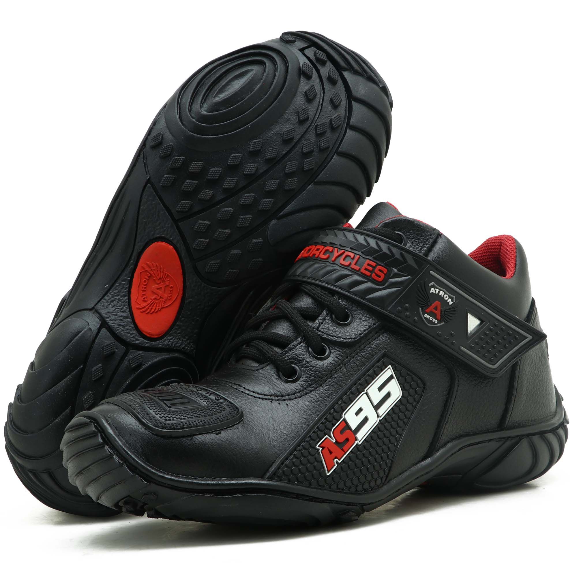 Tênis Motociclista AS95 Em Couro Legítimo na Cor Preta 403 | Atron Shoes