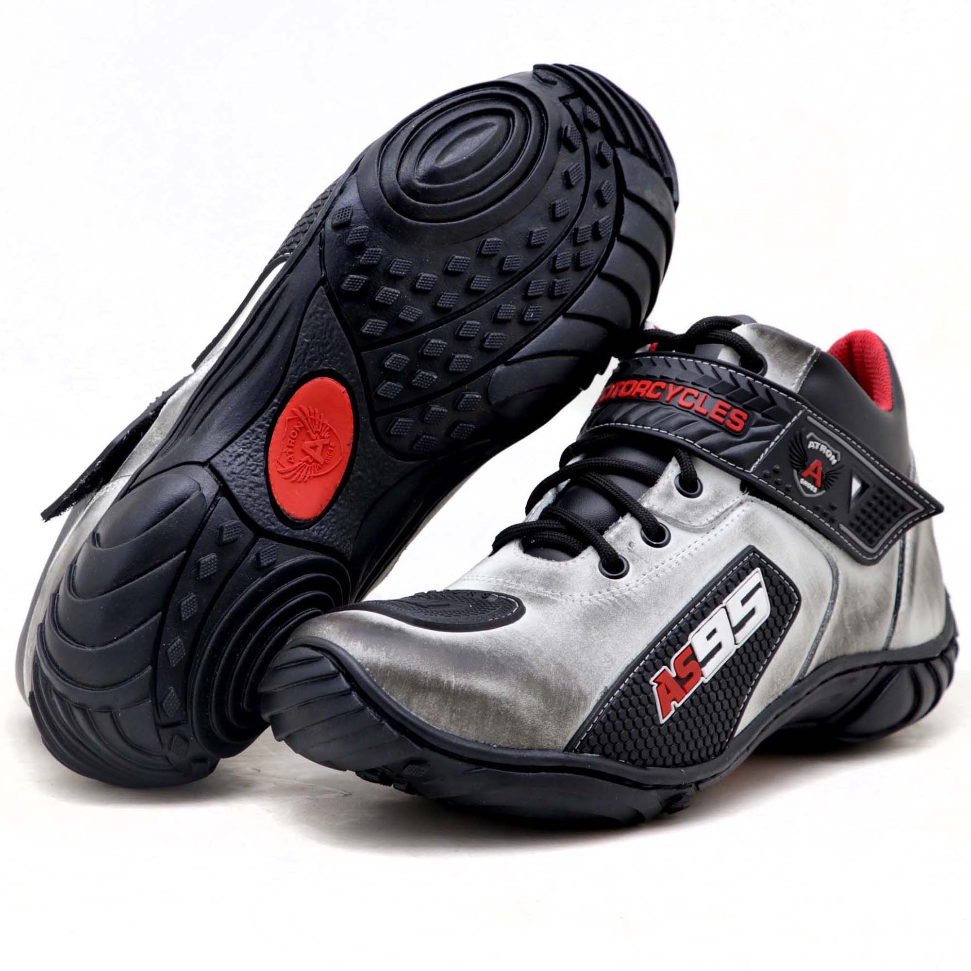 Tênis para motociclista na cor ASFALTO em couro legítimo 403 | Atron Shoes
