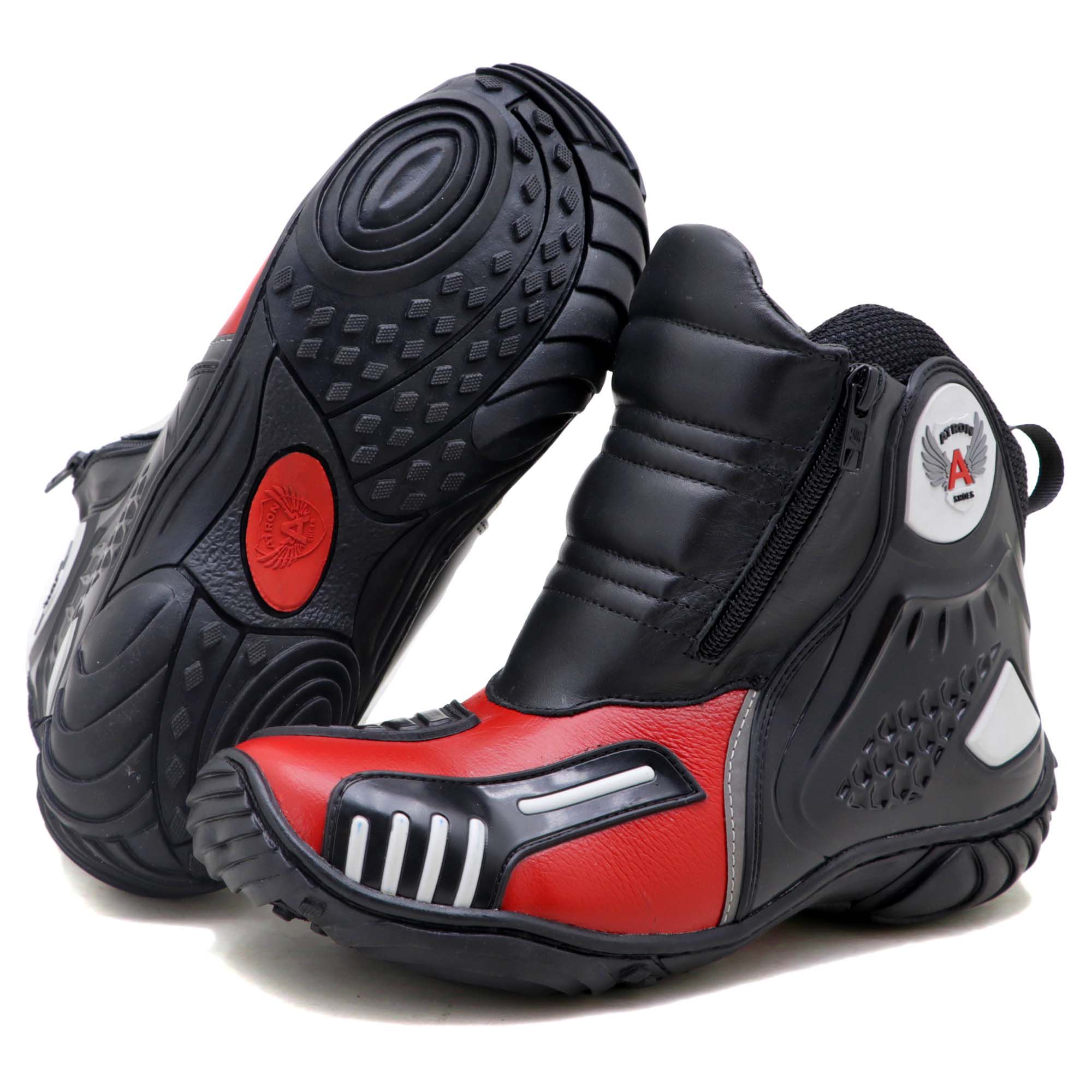 Bota motociclista Atron Shoes AS-HIGHWAY em couro legítimo semi ...