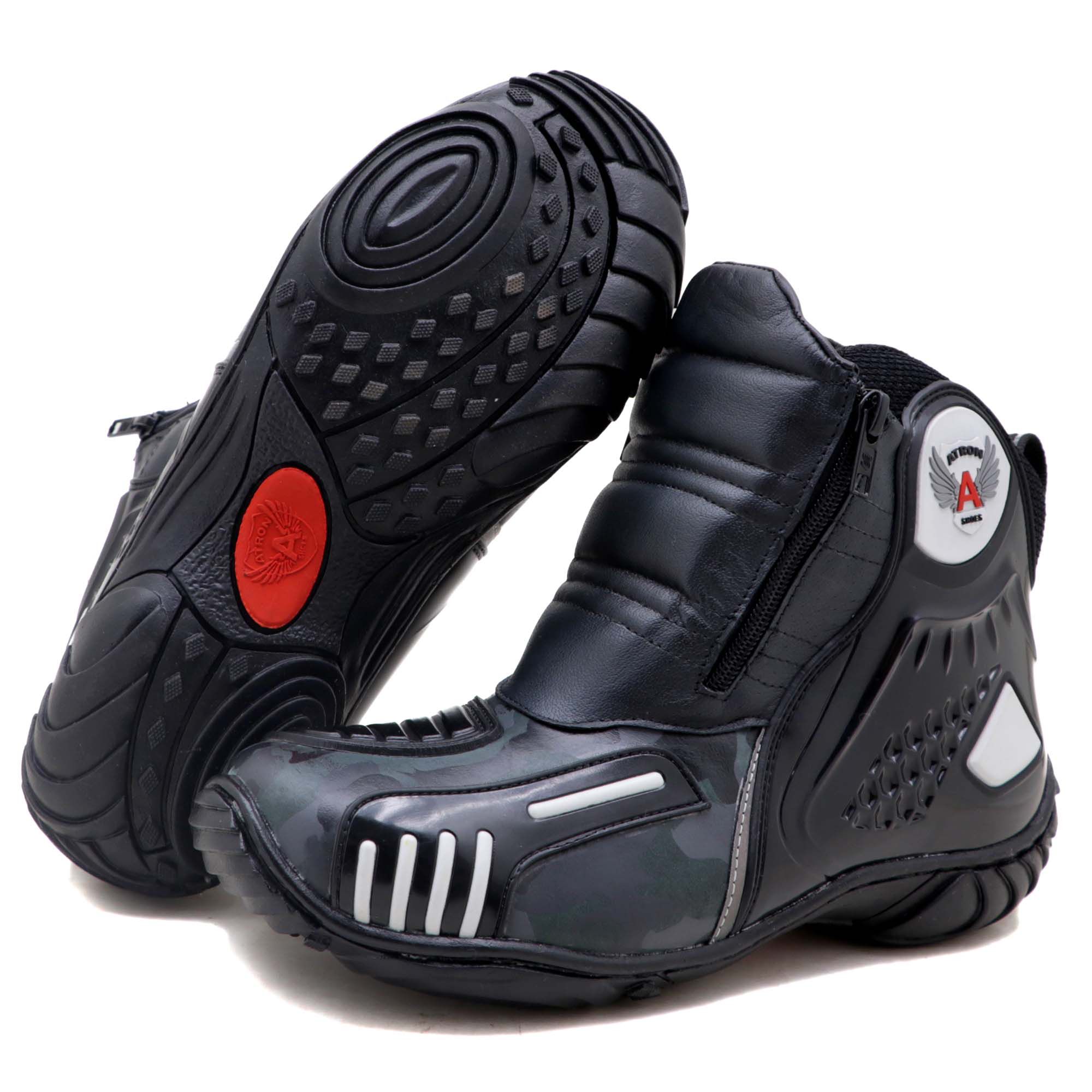 Bota motociclista Atron Shoes AS-HIGHWAY em couro legítimo semi ...