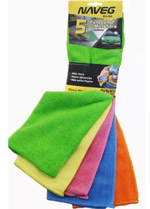 Pano De Microfibra Multiuso Com 5 Unidades | Dominio Auto Peças