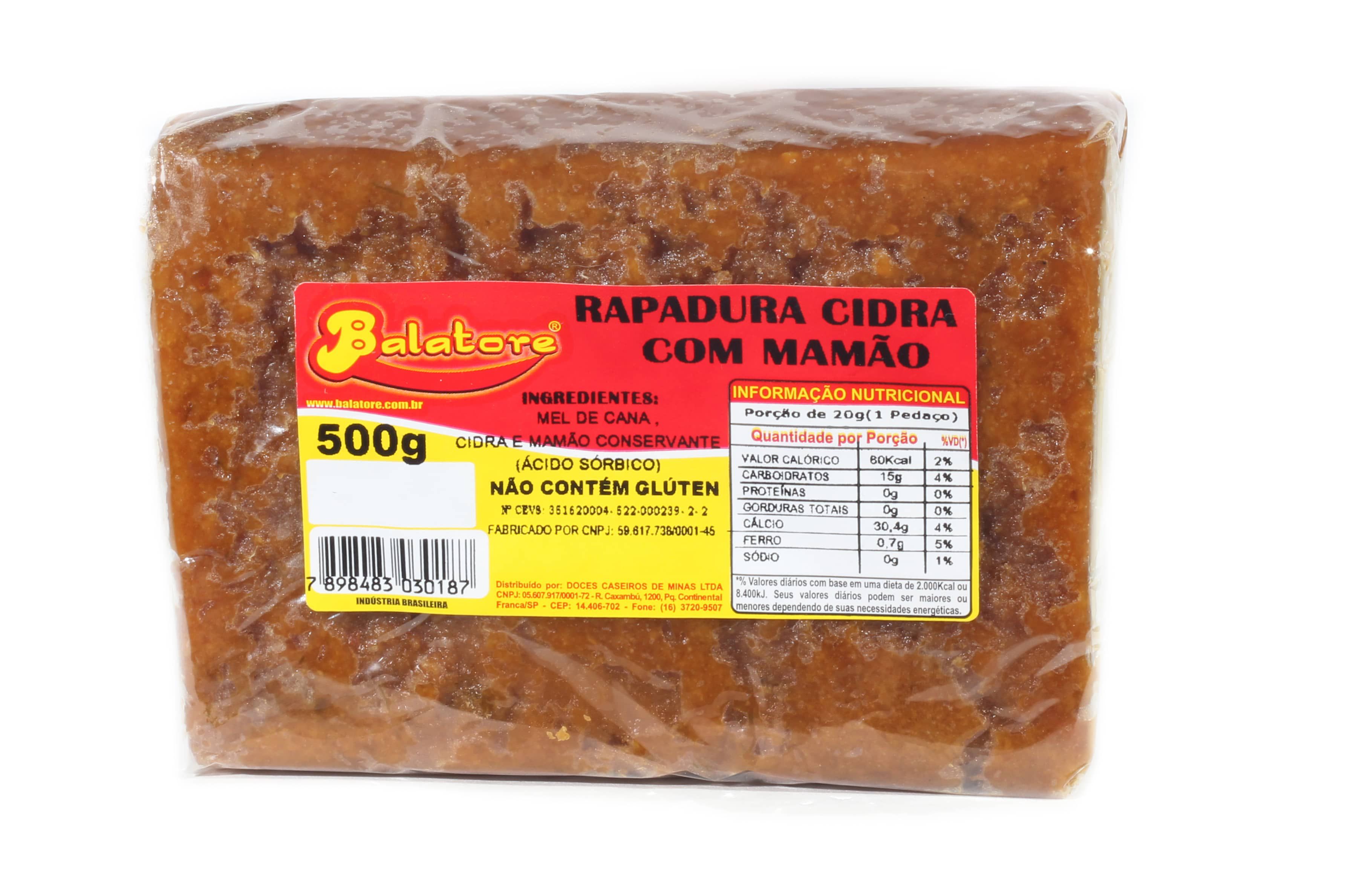 Rapadura Cidra 500g | BALATORE DOCES E APERITIVOS