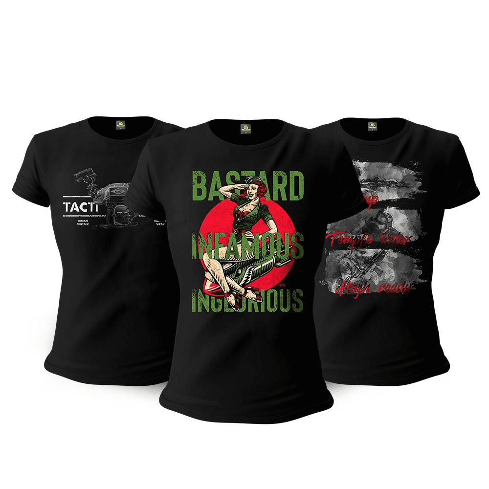 Kit 3 Camisetas Baby Look Femininas Militares Bastard Temple Tactical ...
