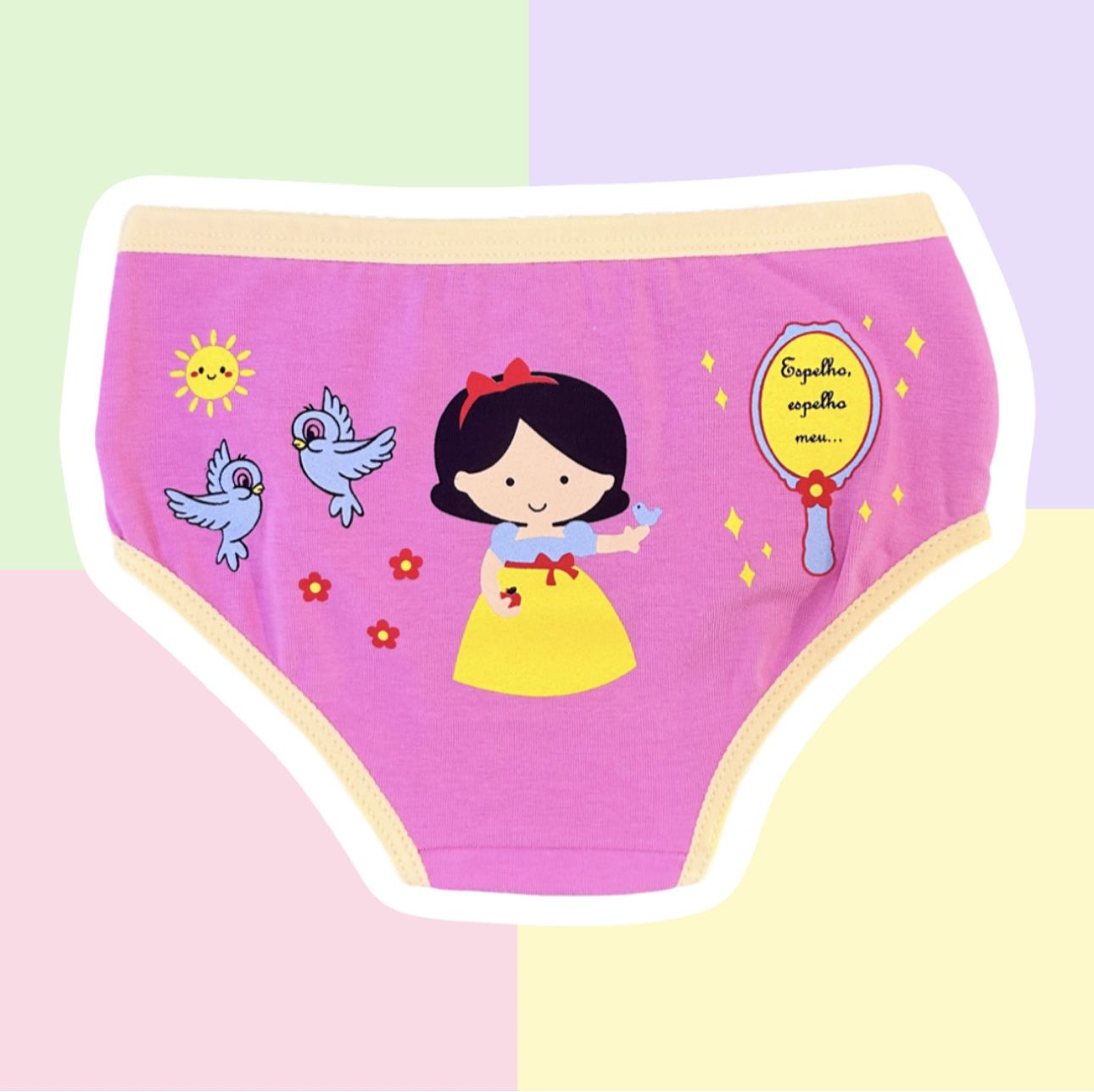 CALCINHA INFANTIL - BRANCA DE NEVE (CHICLETE) | Bella Mini