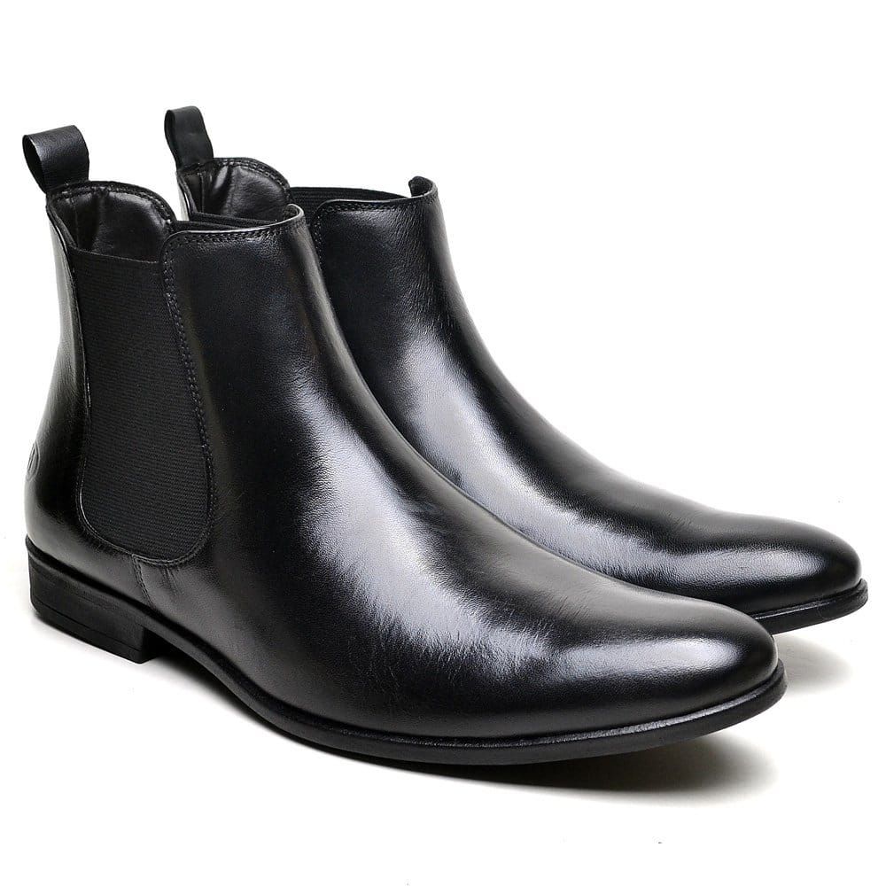Bota Masculina de Couro Chelsea Preto 002 | BERGANNO