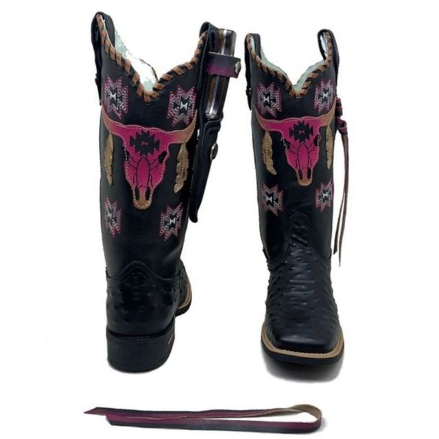 KIT TEXANA TOURO ROSA + BAINHA + FACA | Botas Texanas Bruto