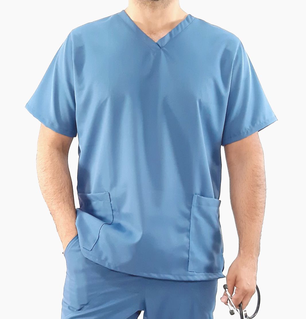 Camisa Scrub Masculina Azul Celeste - Pijama Privativo Homem | BRANCURA