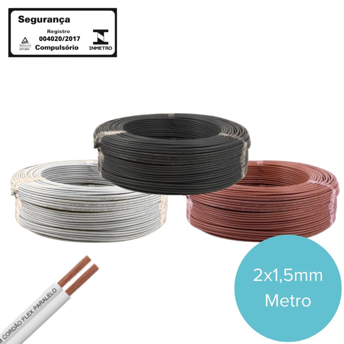 Cabo Elétrico Fio Paralelo 2x1,5mm Por Metro | Broketto Materiais Elétricos