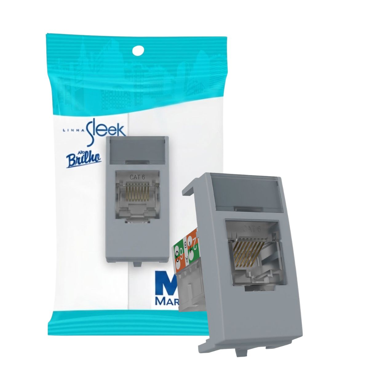 Módulo Tomada de Rede RJ45 CAT.5e Cinza Sleek Margirius | Broketto ...