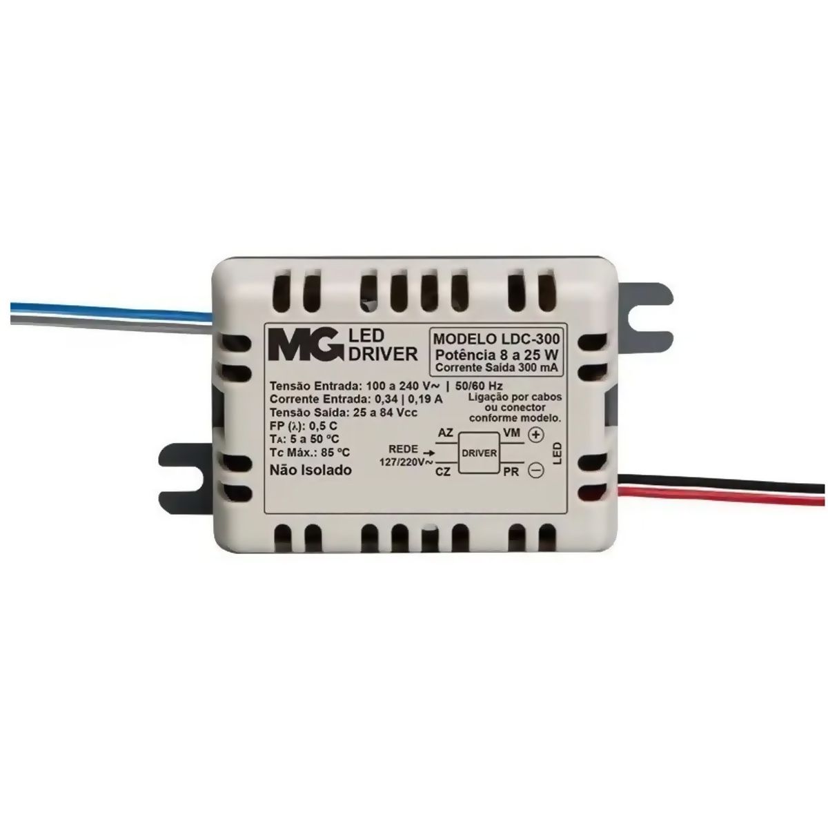 Fonte Driver Plafon Painel Led 8W-25W 300mA Sem Conector | Broketto ...