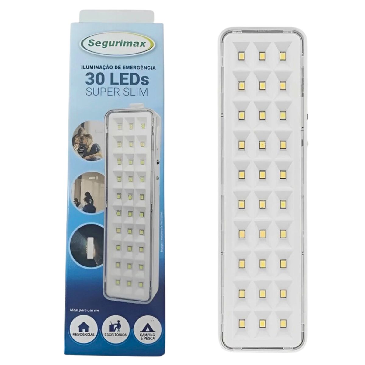 Lâmpada Luminária de Emergência Super Slim Segurimax 36004 30 Leds ...