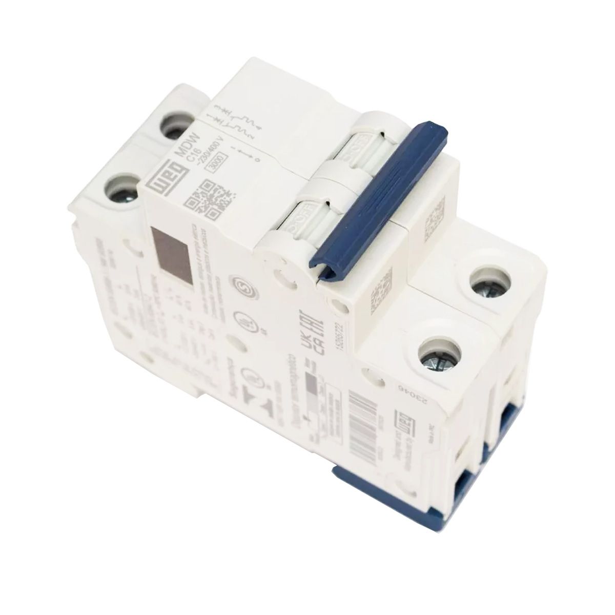 Mini Disjuntor Weg 16A Bipolar Din C MDW-C16-2 | Broketto Materiais Elétricos