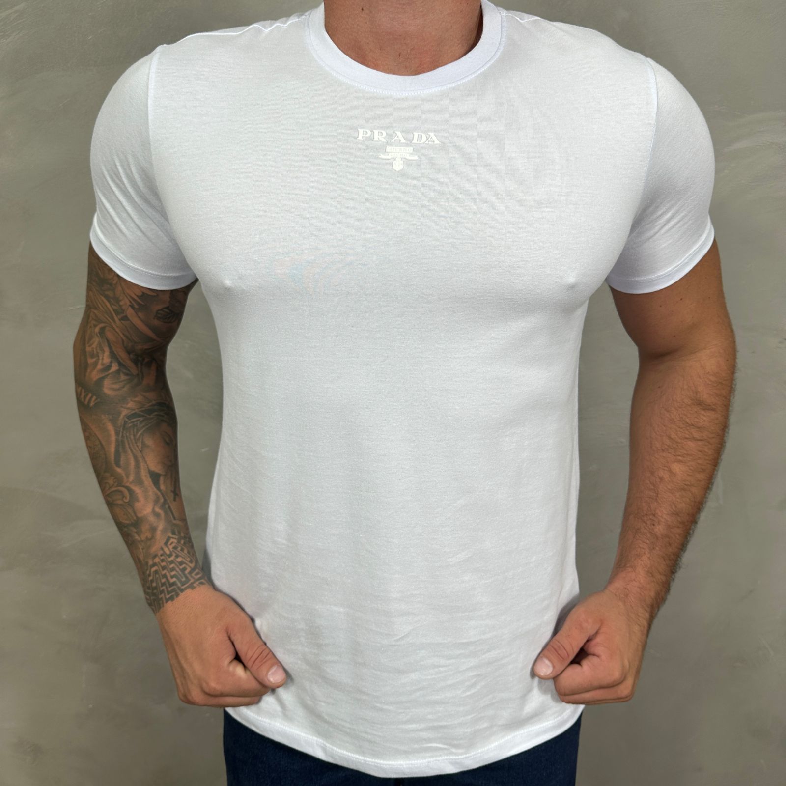 Camiseta Prada Branco | PORTAL DROP - ATACADO