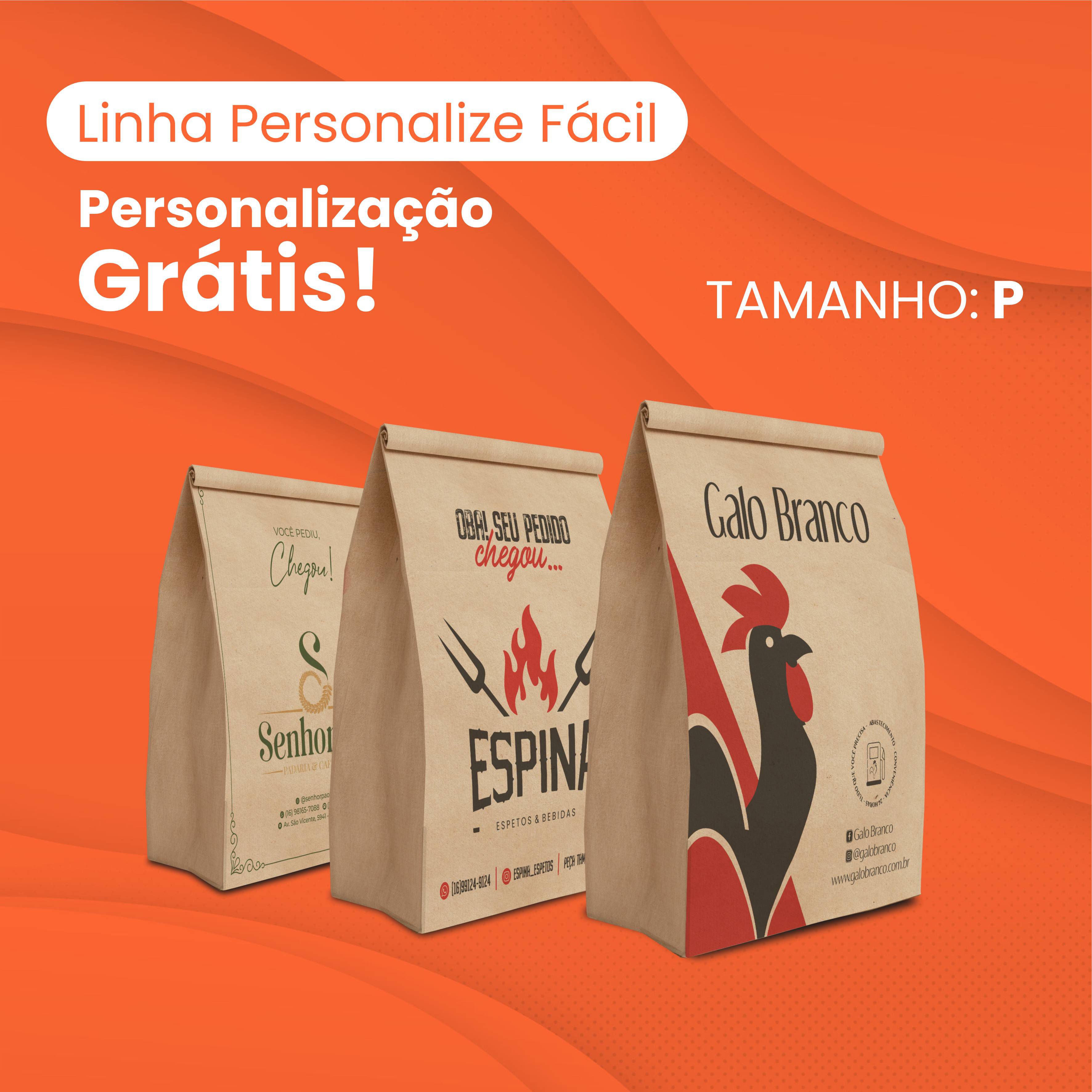 SACO PERSONALIZE FÁCIL - TAMANHO P - 50 UNIDADES | CaixaMix Embalagens