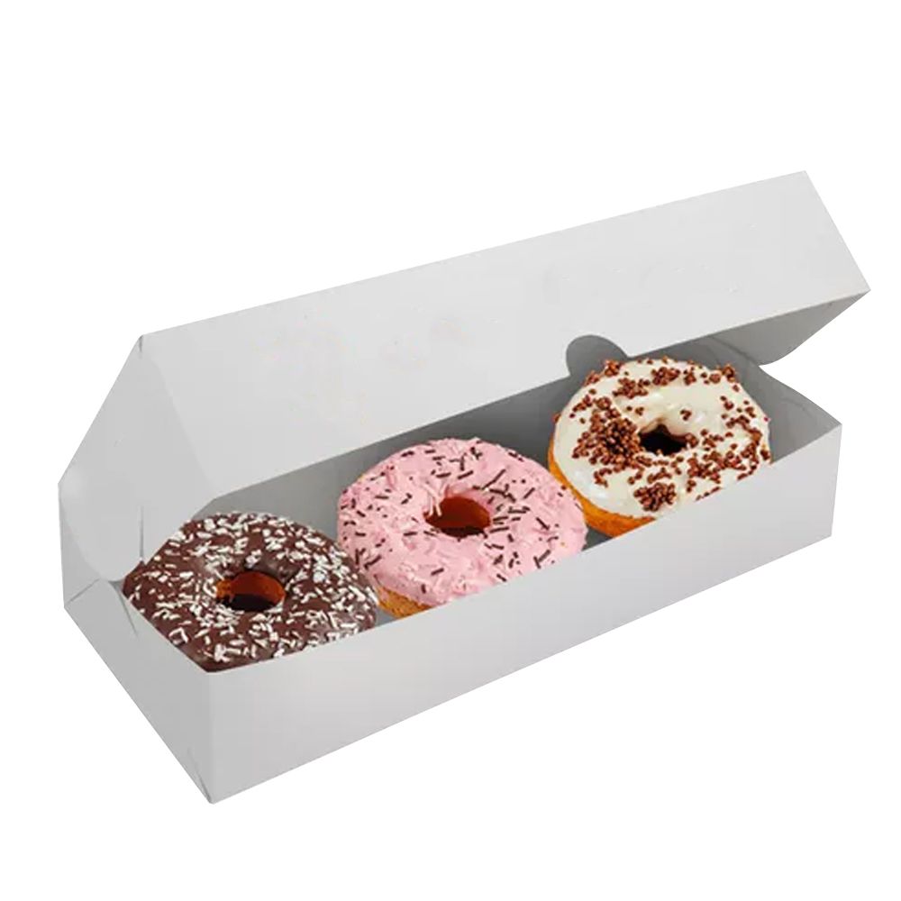 CAIXA DONUTS 3 UND EXTRA BRANCA - 50 UNIDADES | CaixaMix Embalagens