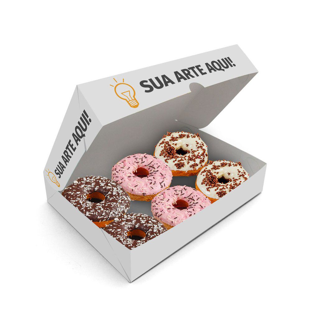 CAIXA DONUTS 6 UND PERSONALIZADO - 50 UNIDADES | CaixaMix Embalagens
