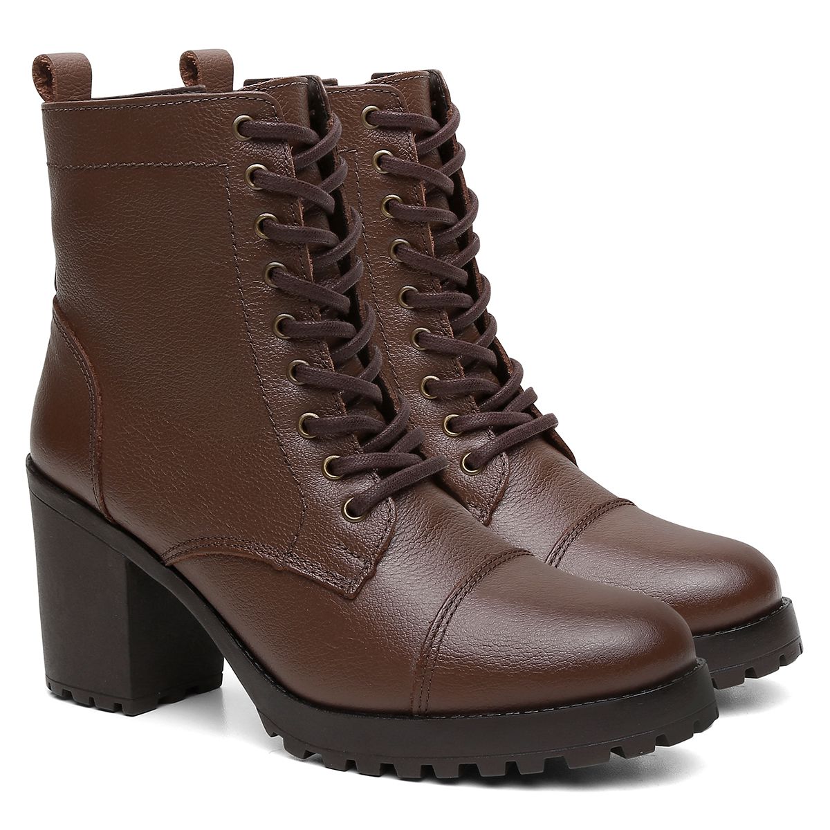 Bota Feminina Coturno Couro Cano Médio Tratorada Urbano Pinhão | Loja Burke