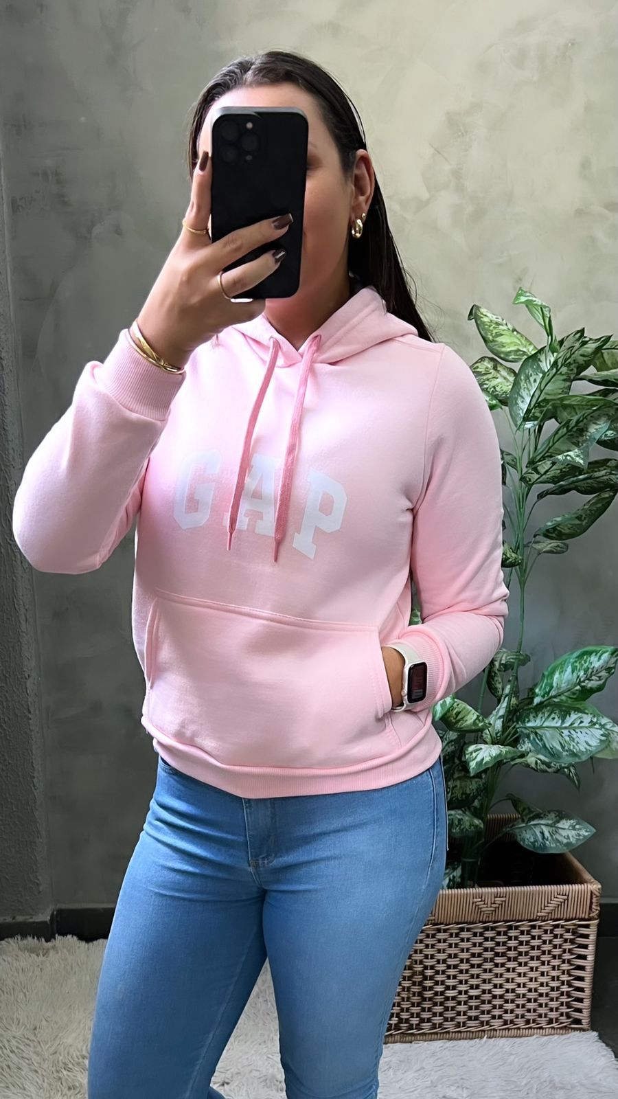 Moletom FEMININO C/ Capuz GAP - Rosa | Atacado Porto Alegre