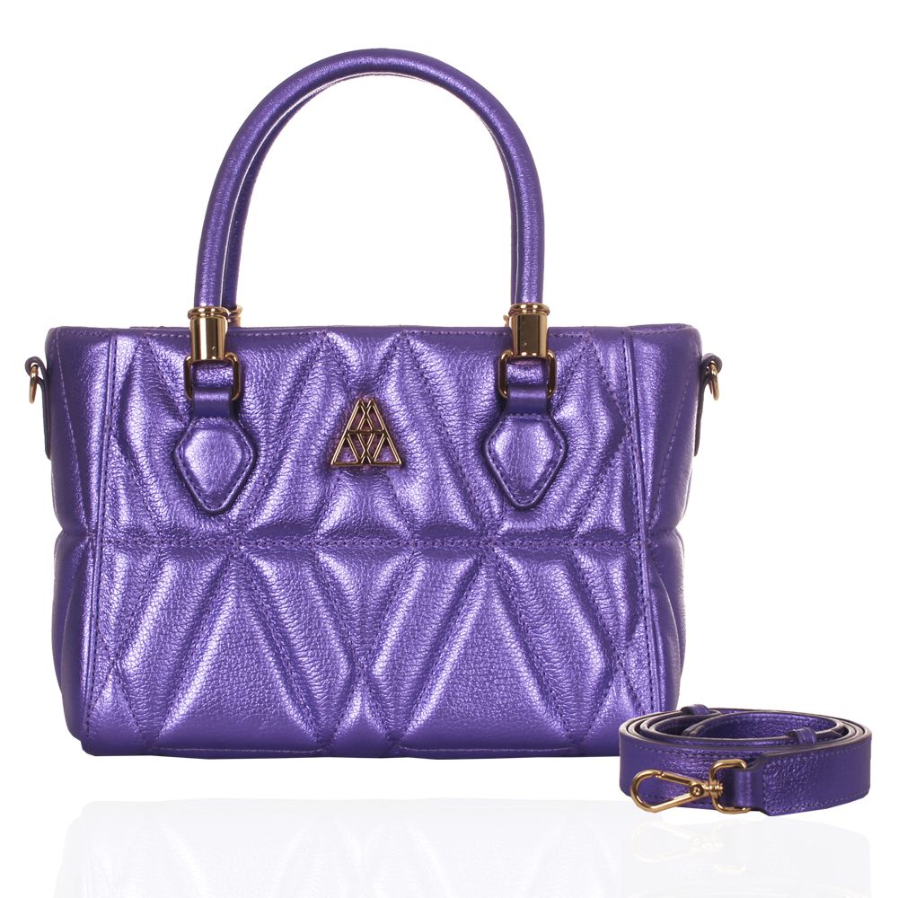 Bolsa Queen Petit Couro Violeta Metalizada | CAMPEZZO