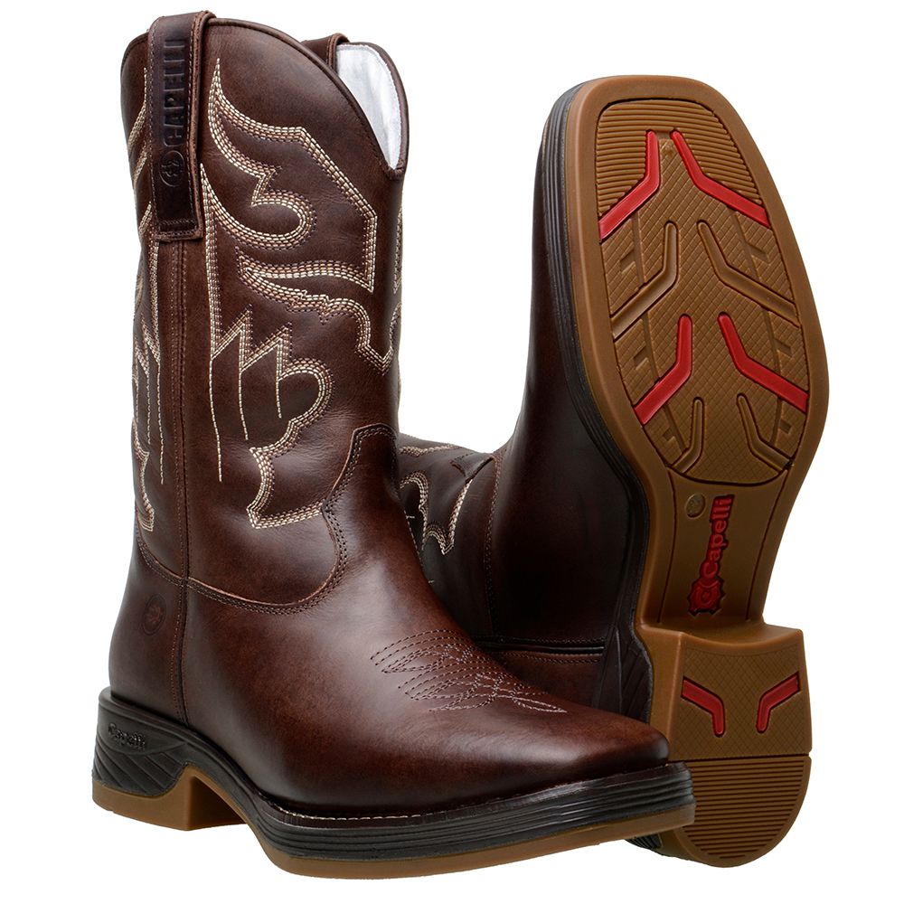 Bota Masculina Texana Em Couro Bovino Legítimo Café - Solado Capelli ...