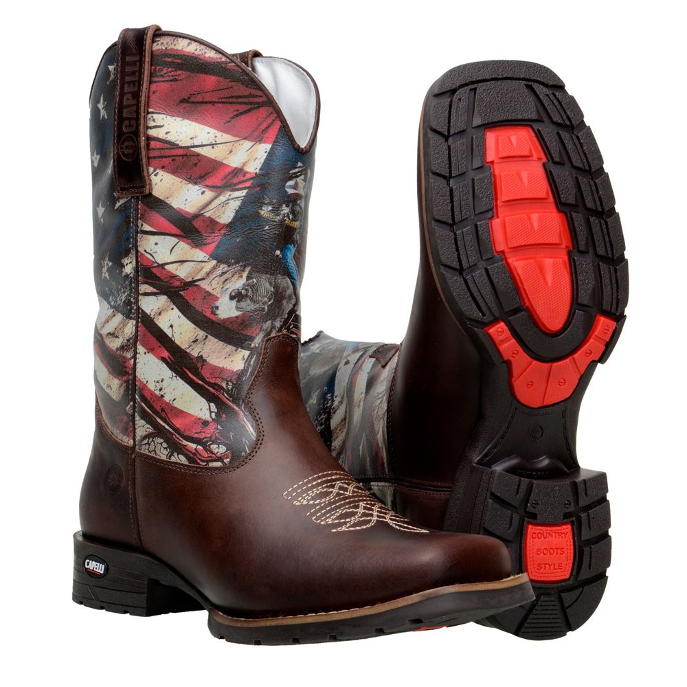 Bota Masculina Texana Silk U.s.a Em Couro Legítimo Café | CAPELLI BOOTS