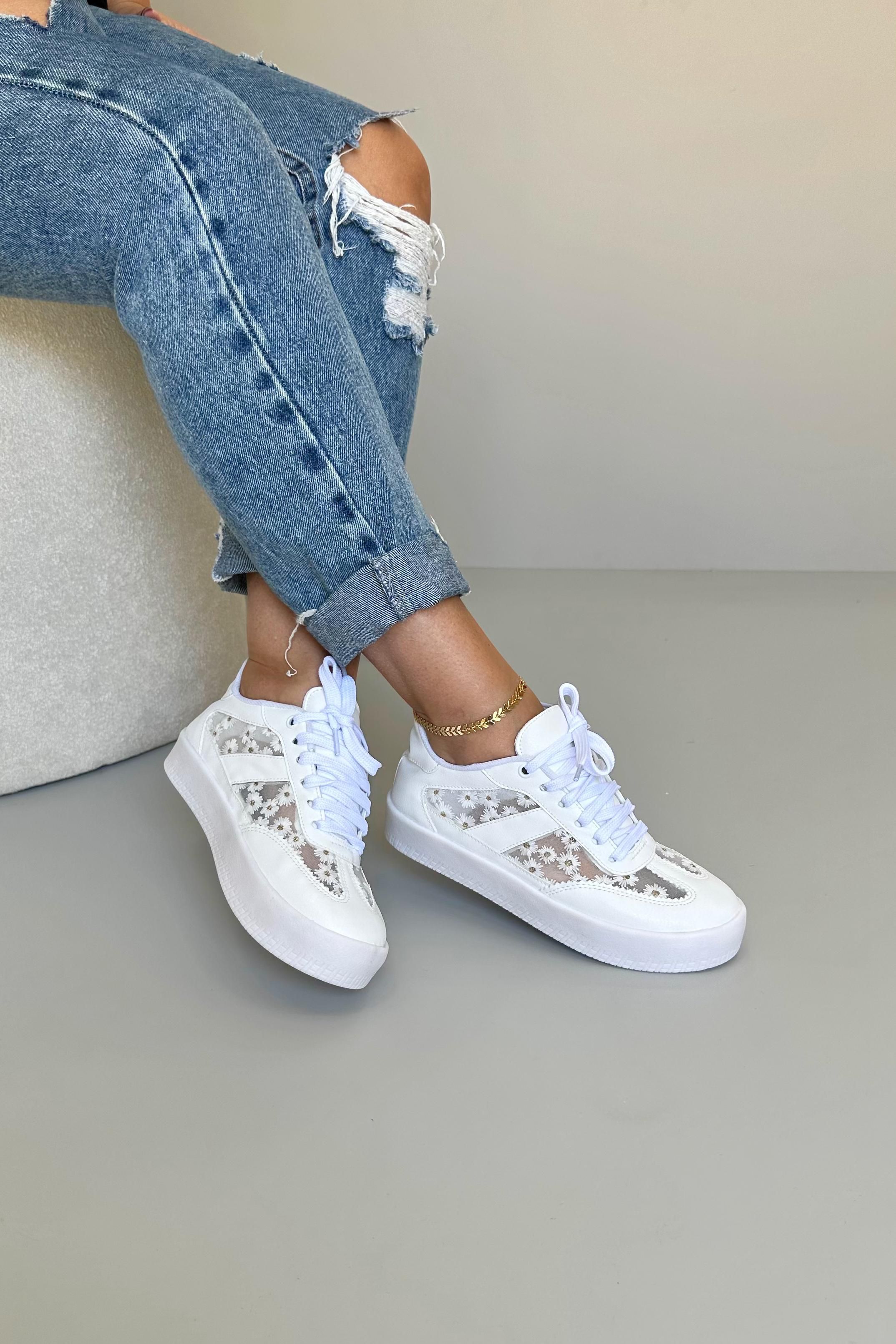 Tênis Tela Flor_3303- Branco | Carolina Lins