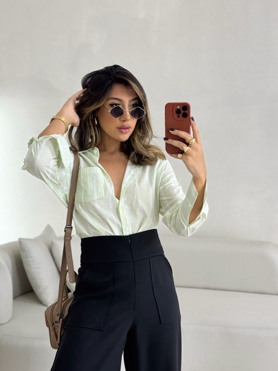 CAMISA PATRÍCIA LISTRADA | CAROLLA FERRARO