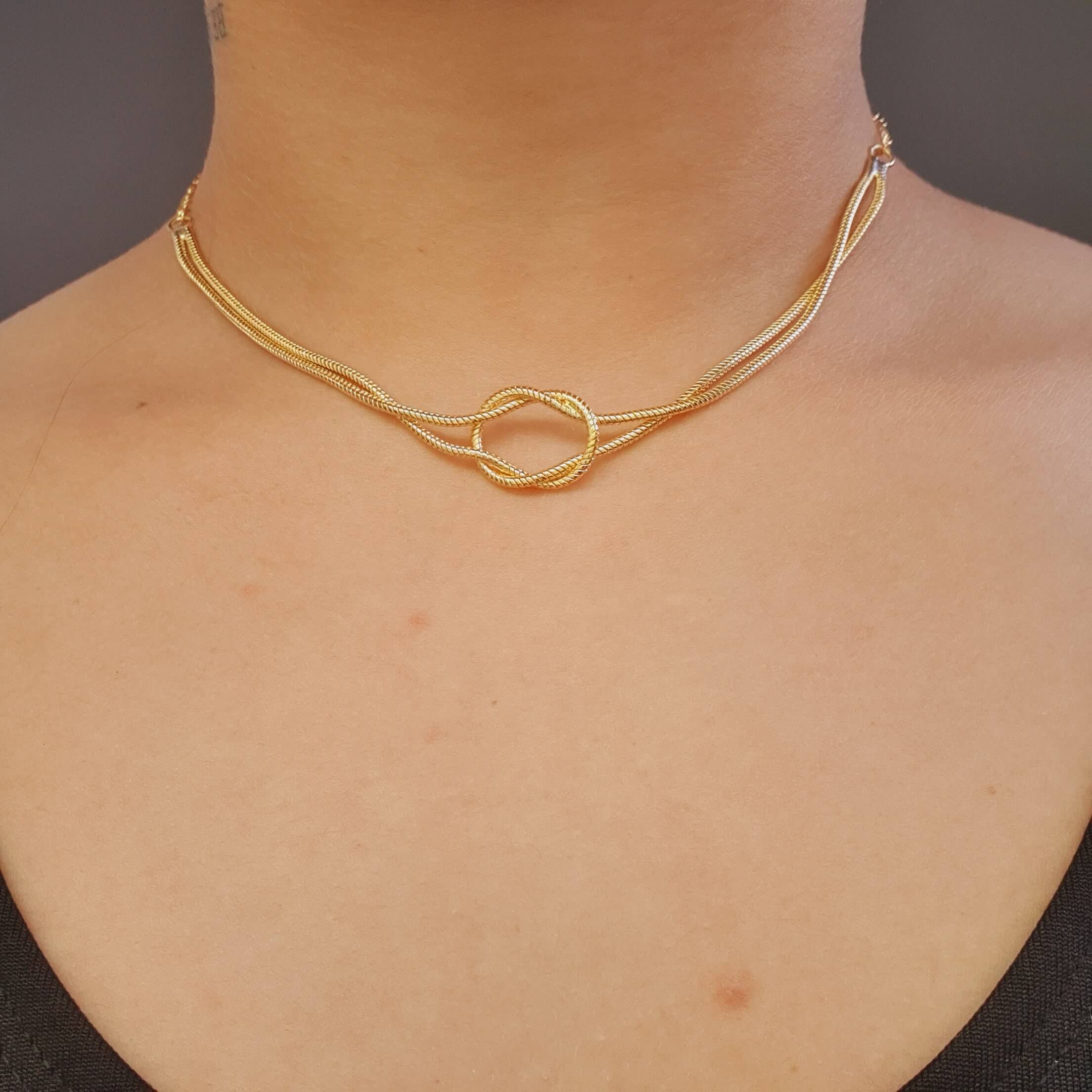 Colar Folheado A Ouro 18K Nó - Chérie Bijoux