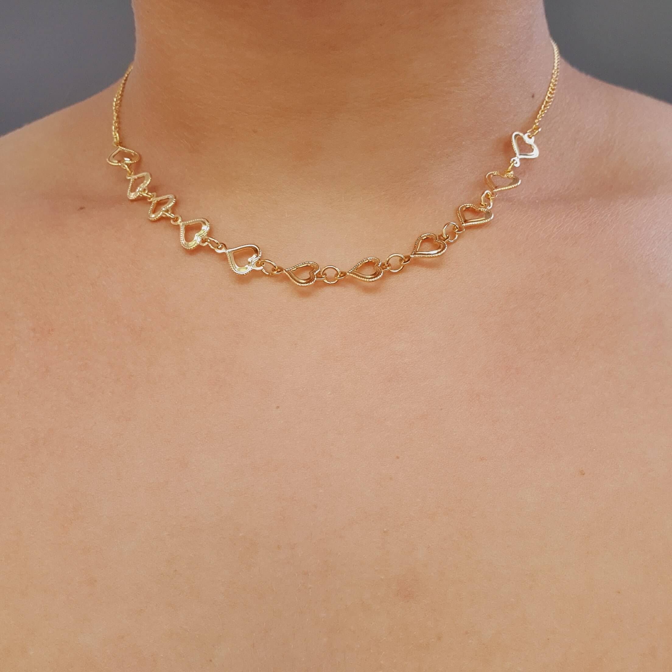 Colar Folheado A Ouro 18K Coração - Chérie Bijoux