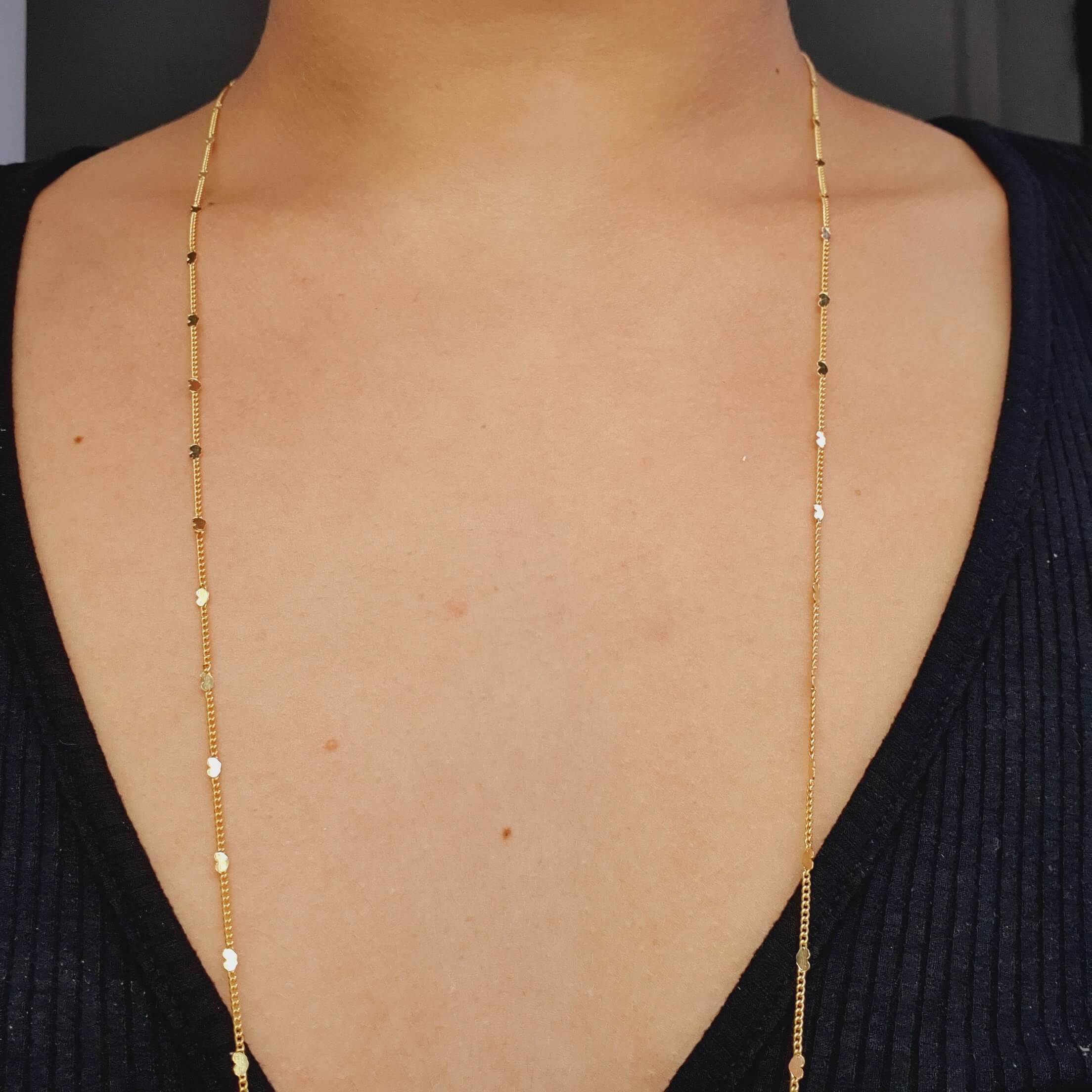 Colar Longo Folheado A Ouro 18K Mini Coração - Chérie Bijoux