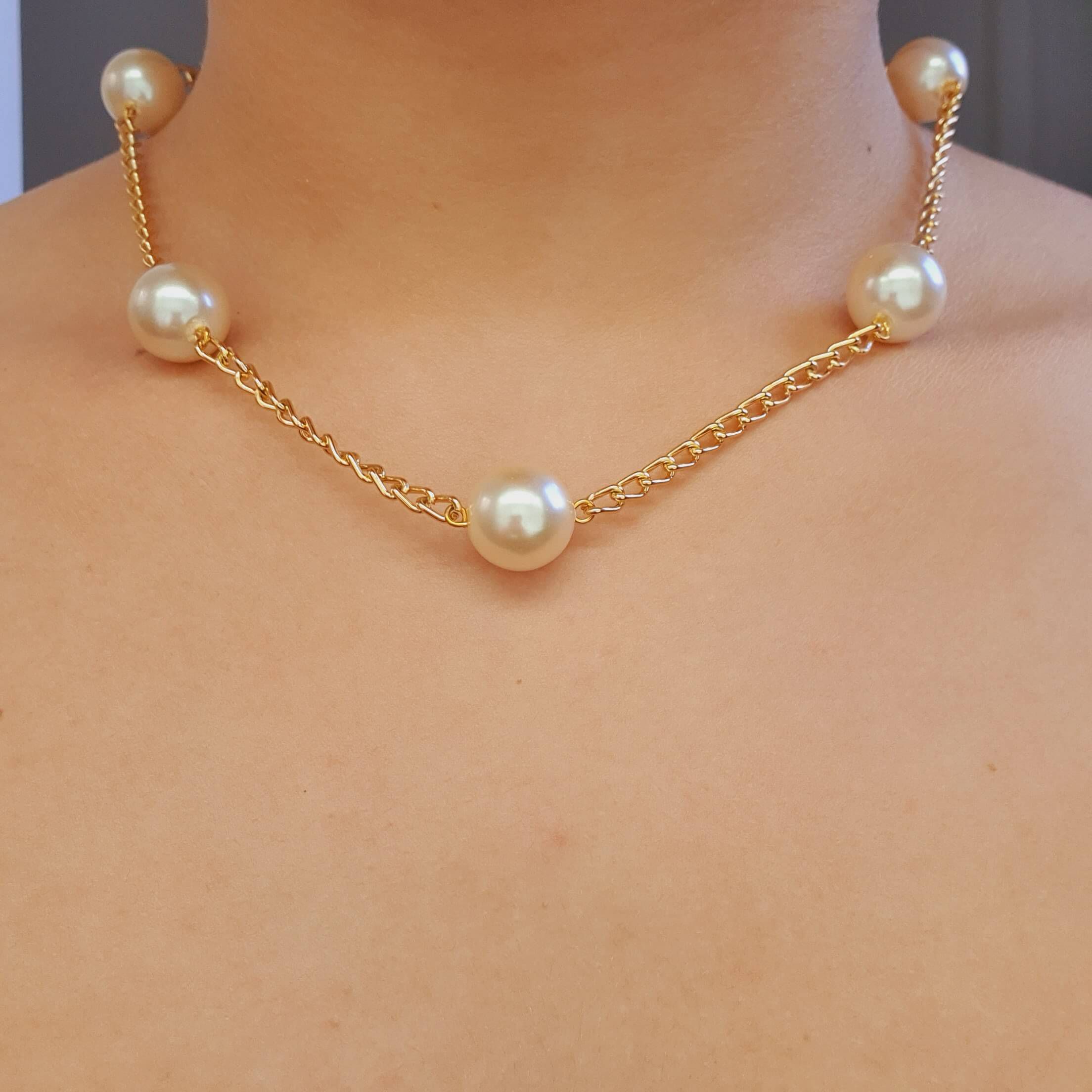 Colar Dourado Pérolas - Chérie Bijoux