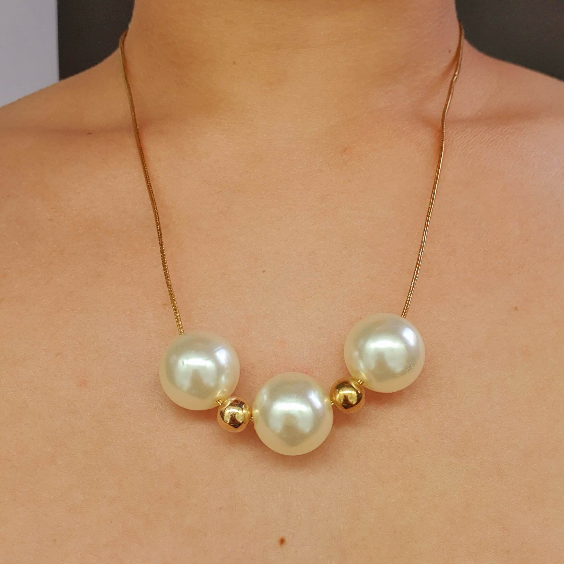 Colar Dourado Pérolas - Chérie Bijoux