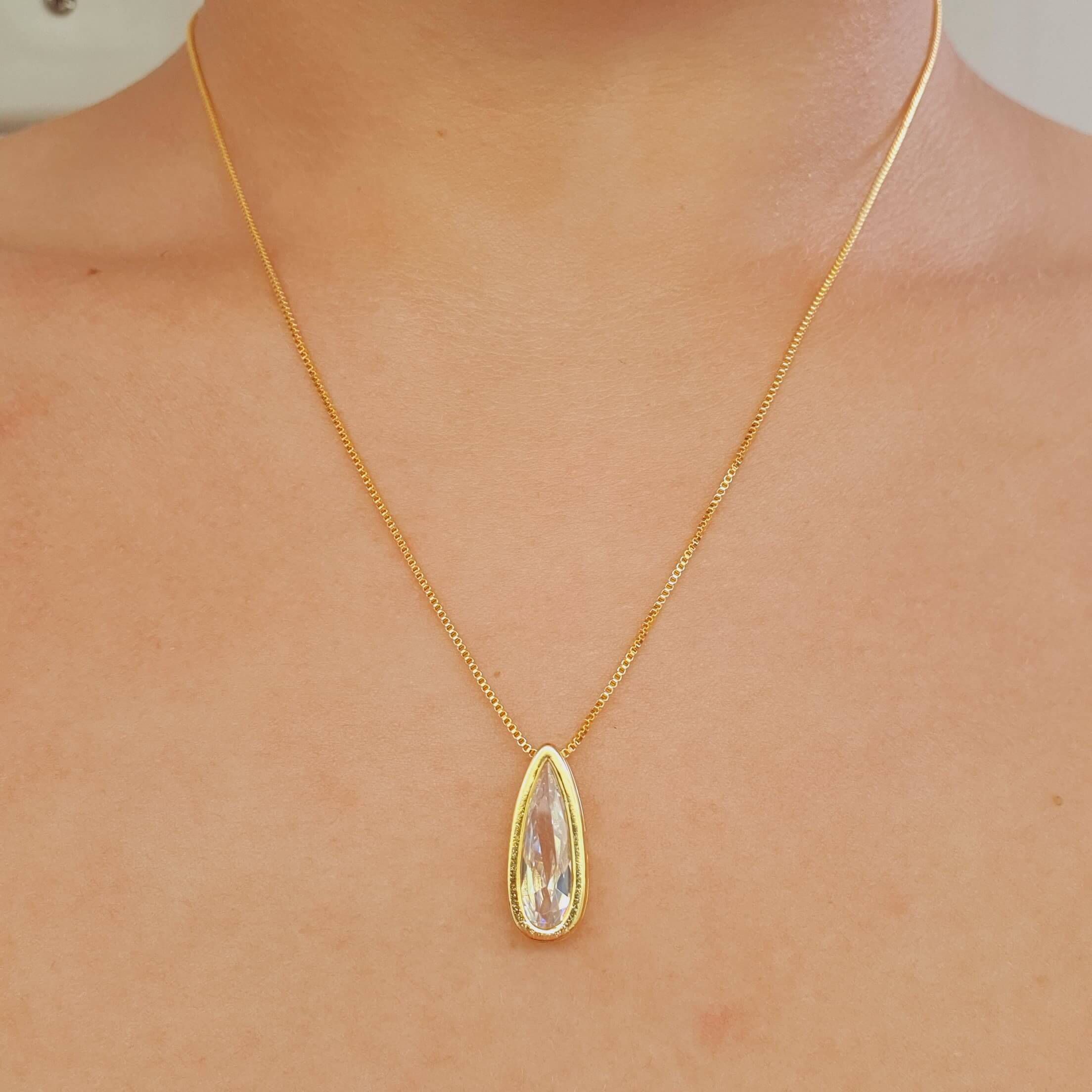 Colar Folheado A Ouro 18K Gota - Chérie Bijoux