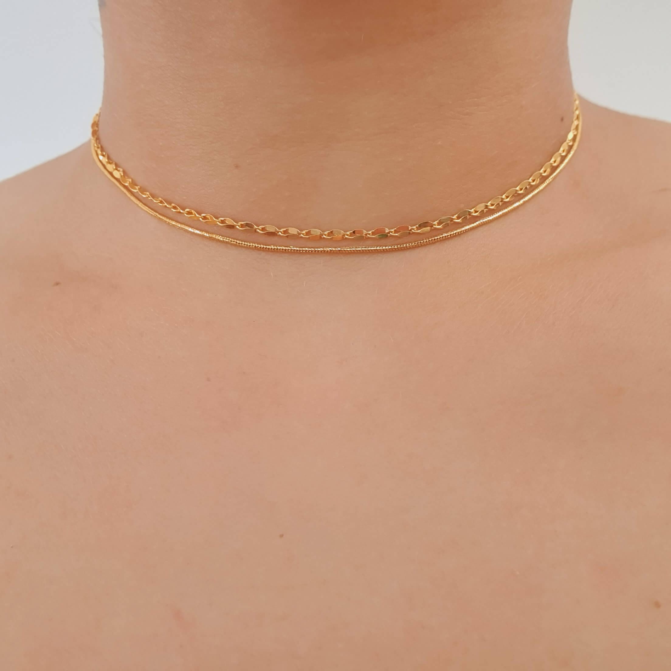 Colar Duplo Folheado a Ouro 18K Detalhado - Chérie Bijoux
