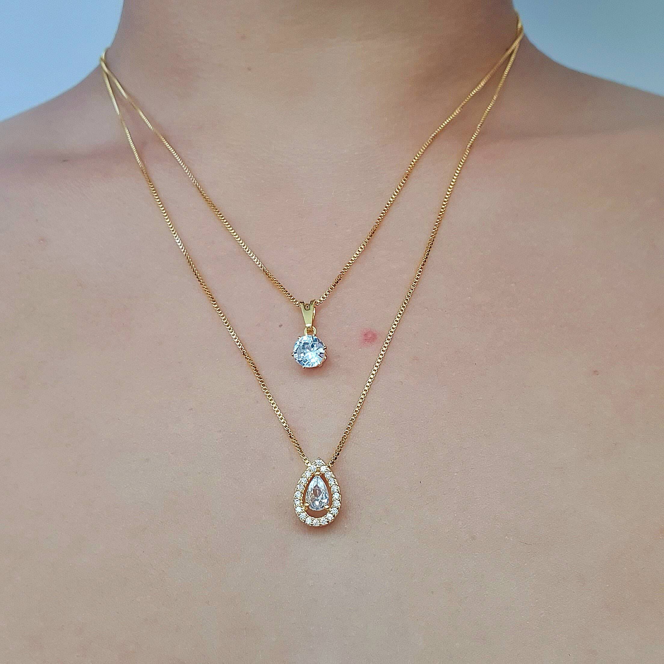 Colar Duplo Folheado a Ouro 18K Gota - Chérie Bijoux