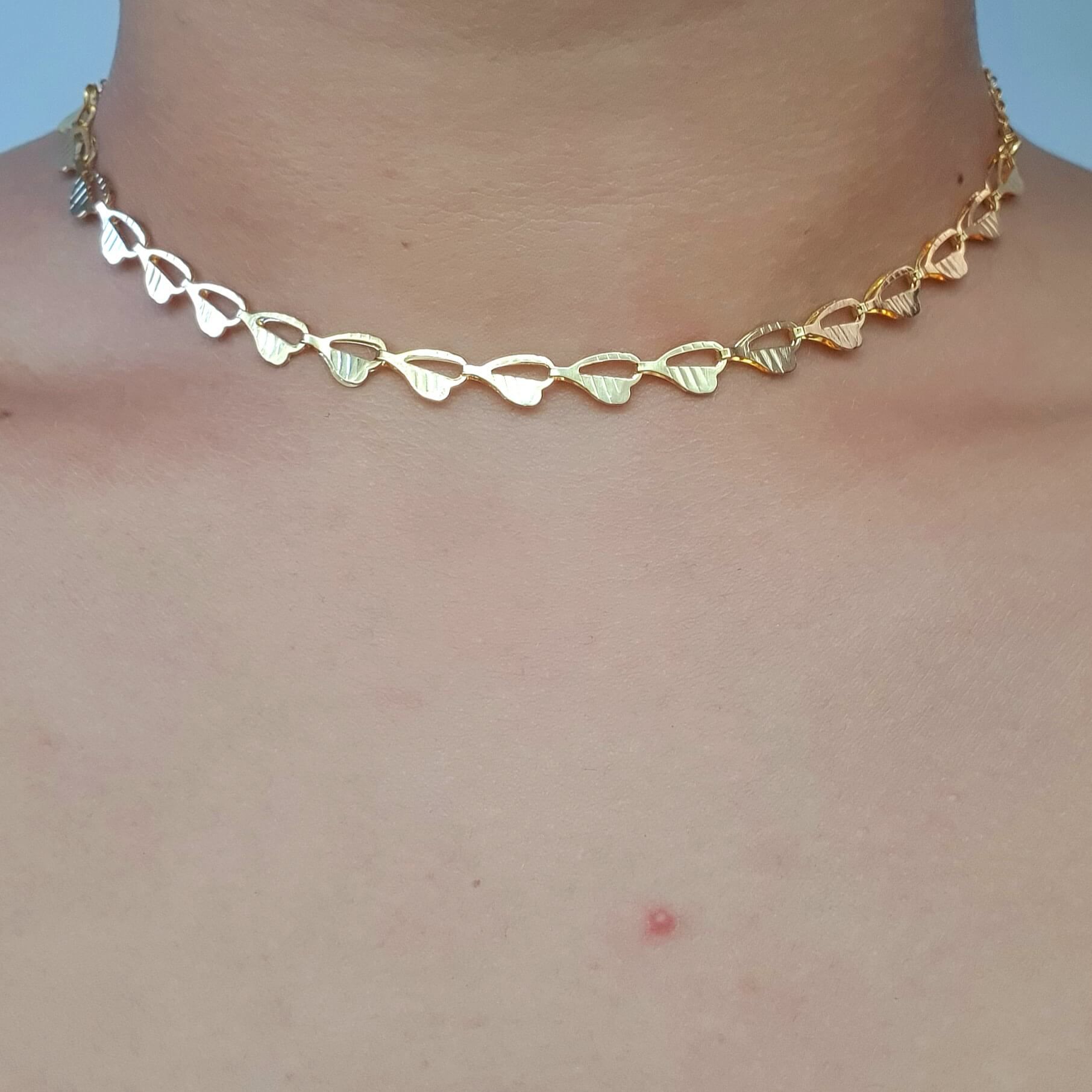 Colar Folheado a Ouro 18K Coração Vazado - Chérie Bijoux