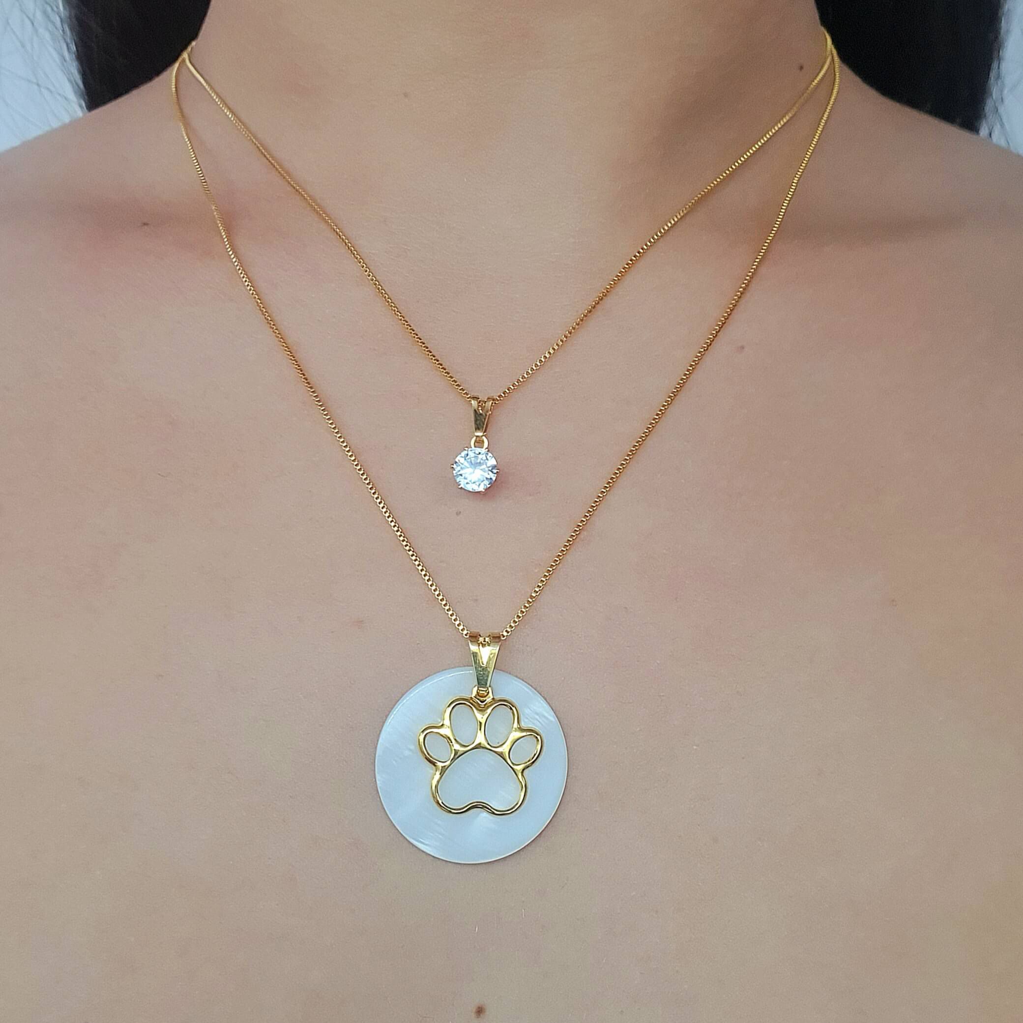 Colar Duplo Folheado a Ouro 18K Patinha - Chérie Bijoux